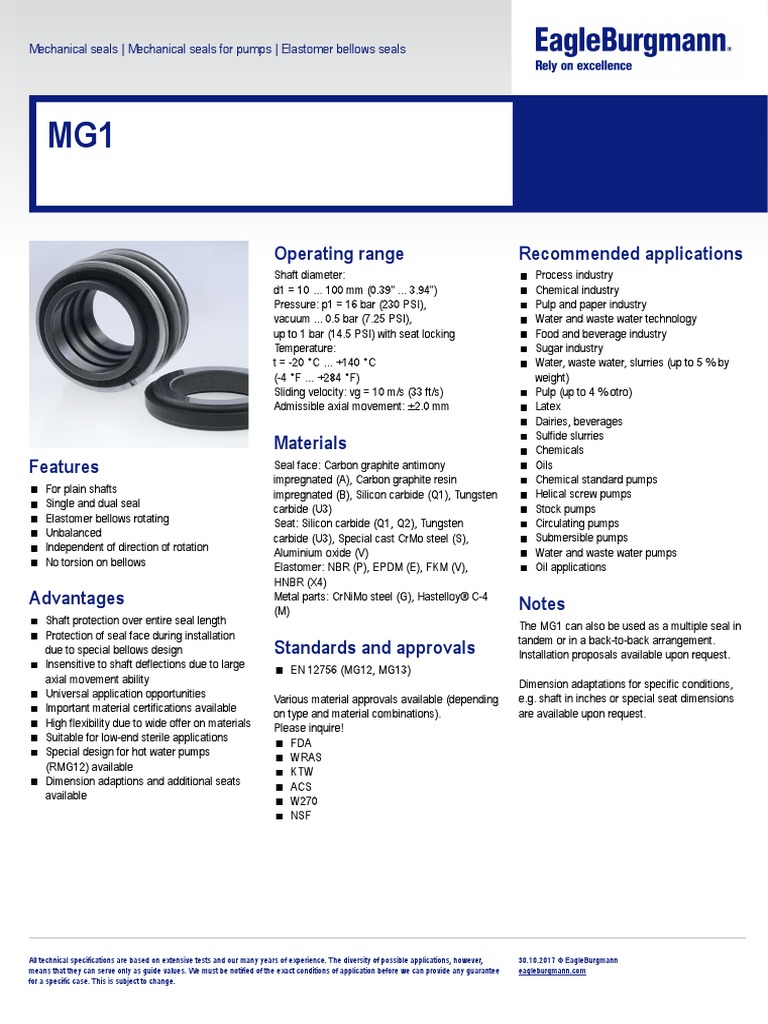 EagleBurgmann MG1 en | PDF | Carbon | Pump