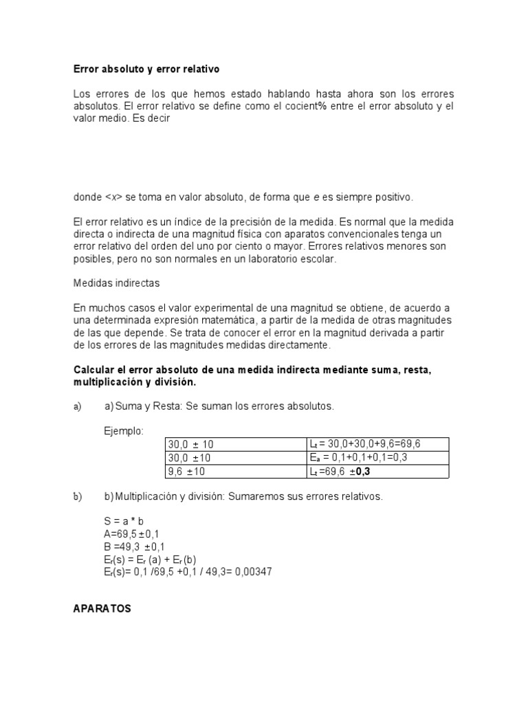 Error Absoluto y Error Relativo | PDF | Medición | Metrología