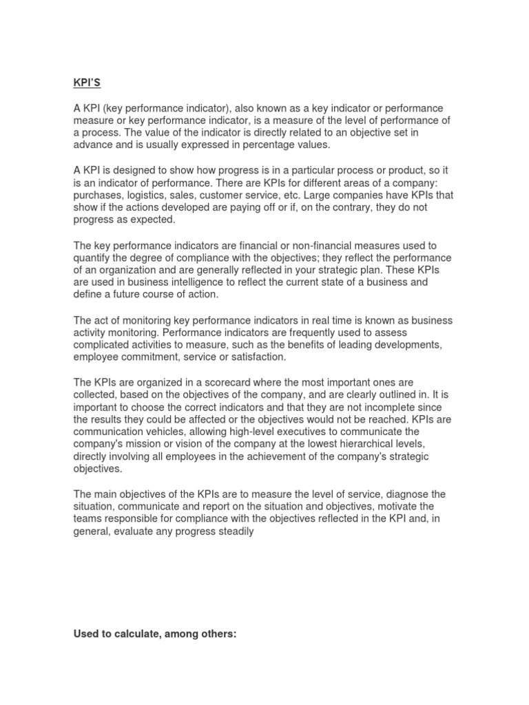 Kpi and Sla | PDF | Performance Indicator | Service Level Agreement