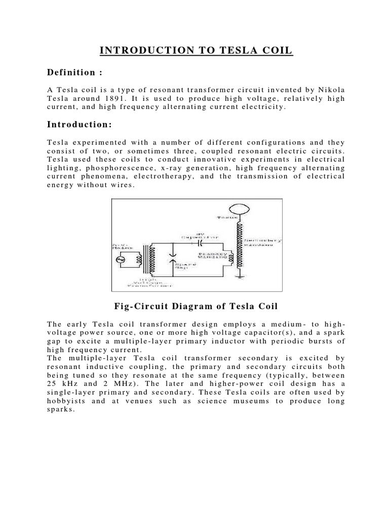 Introduction To Tesla Coil | PDF | Force | Electrical Engineering