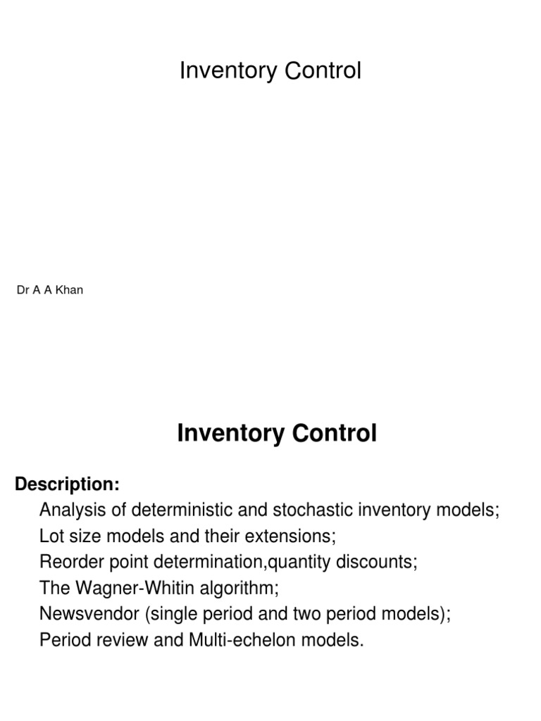 Inventory Control | PDF | Inventory | Demand