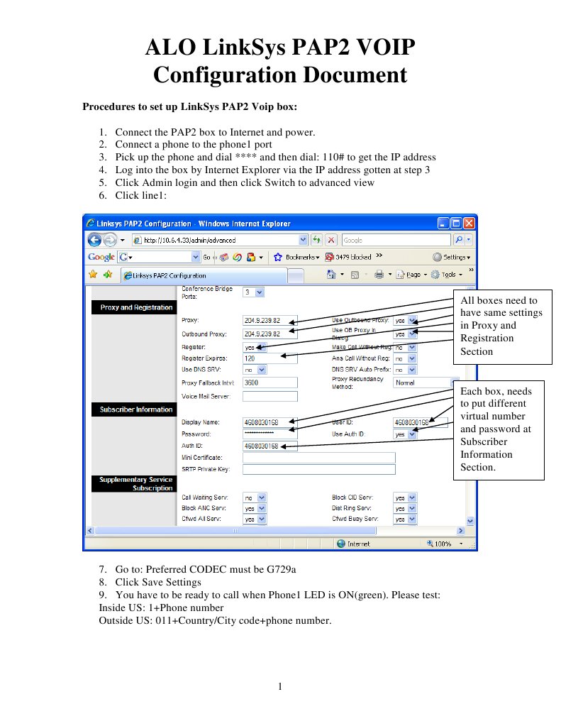 LinkSys PAP2 VoIP Setup Guide | PDF
