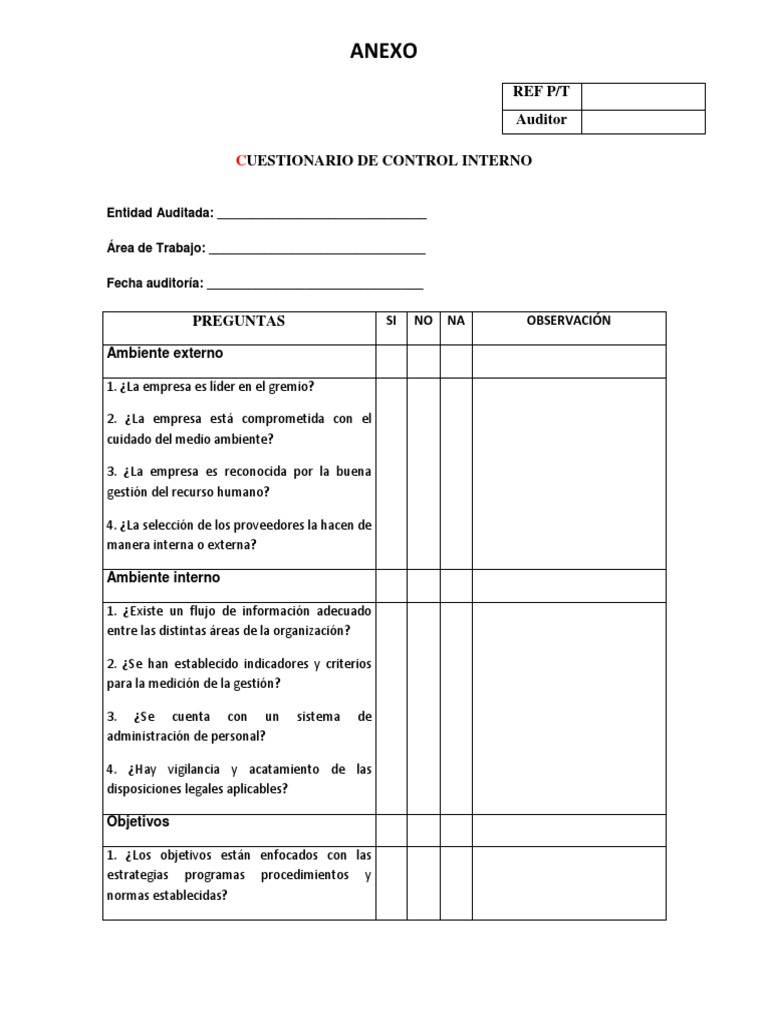 ANEXO de Control Interno | Gestión de recursos humanos | Contabilidad ...