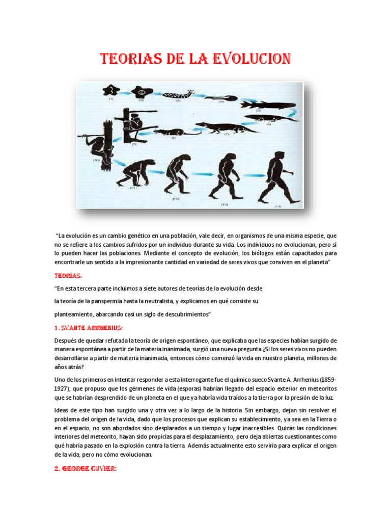 Teorias de La Evolucion | PDF | Evolución | Charles Darwin