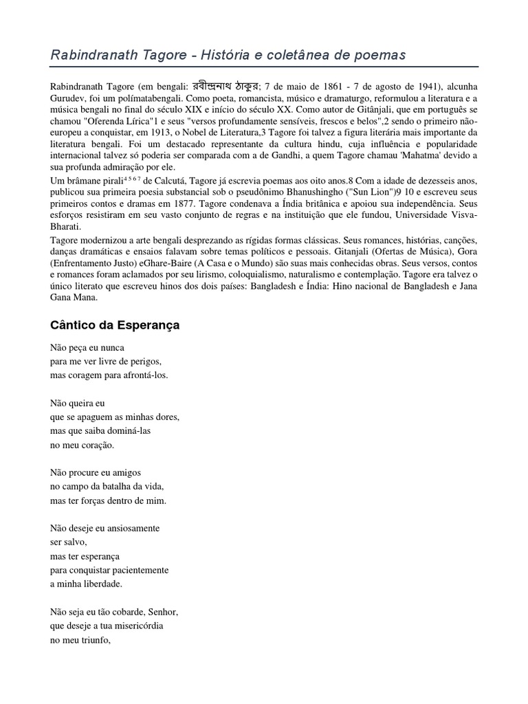 Rabindranath Tagore - História e Coletânea de Poemas | PDF ...