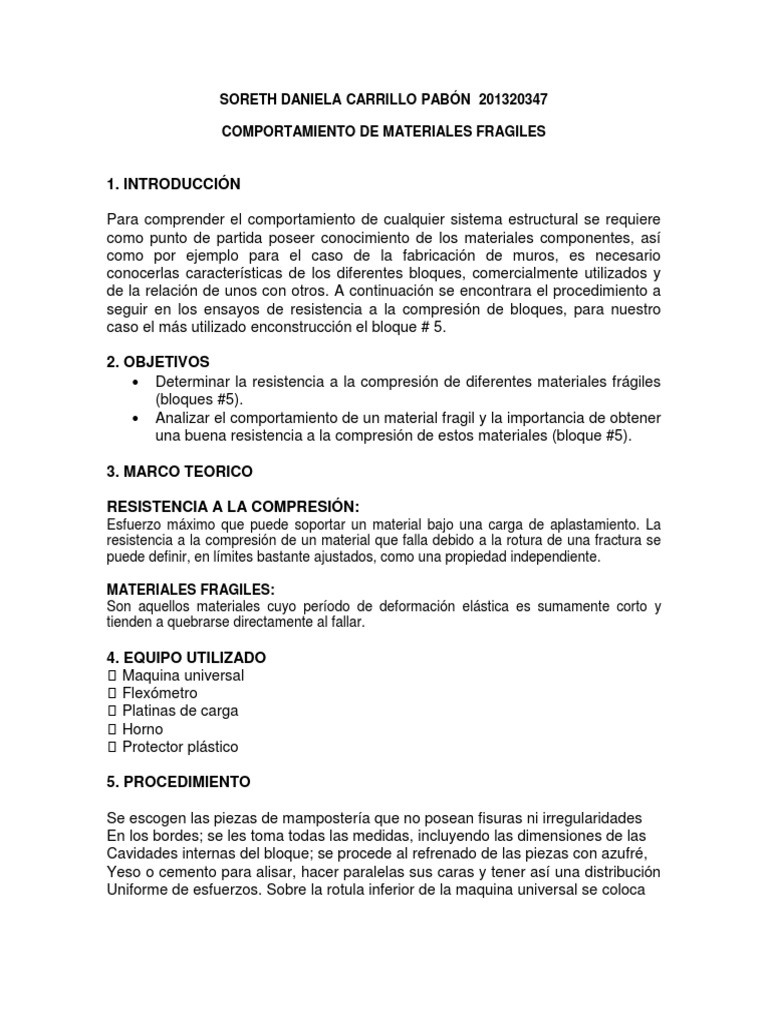 Comportamiento de Materiales Fragiles | PDF | Mecánica de fractura ...