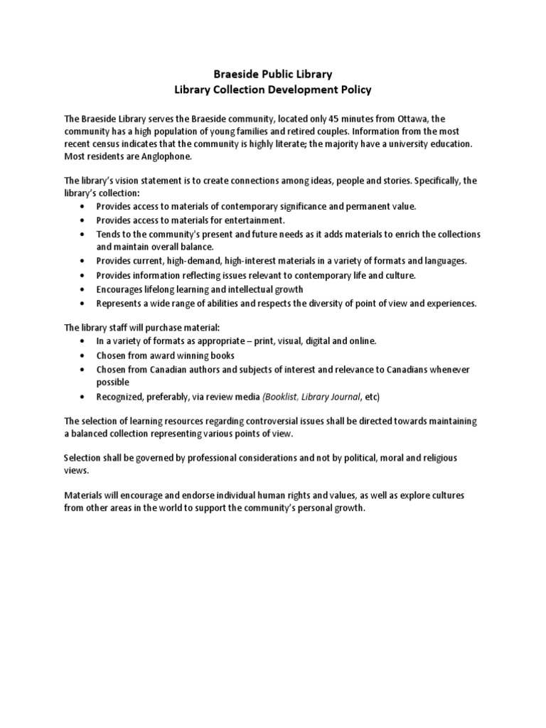 Policy Document | PDF | Community | Libraries
