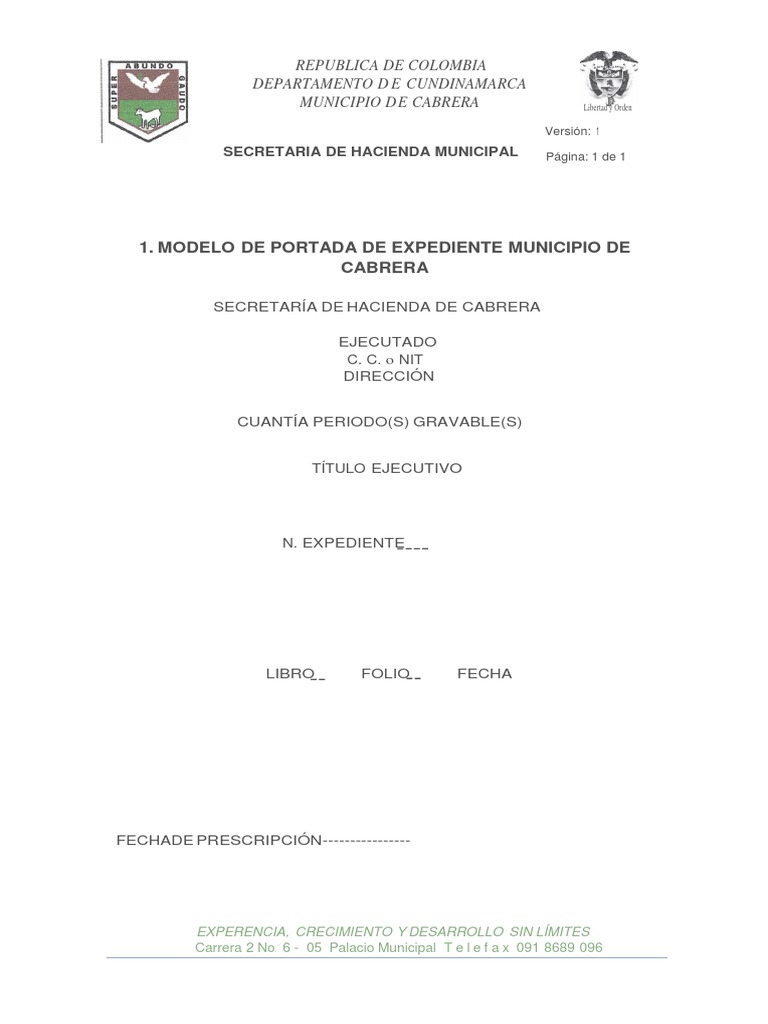 Modelo Portada Expedientes | PDF