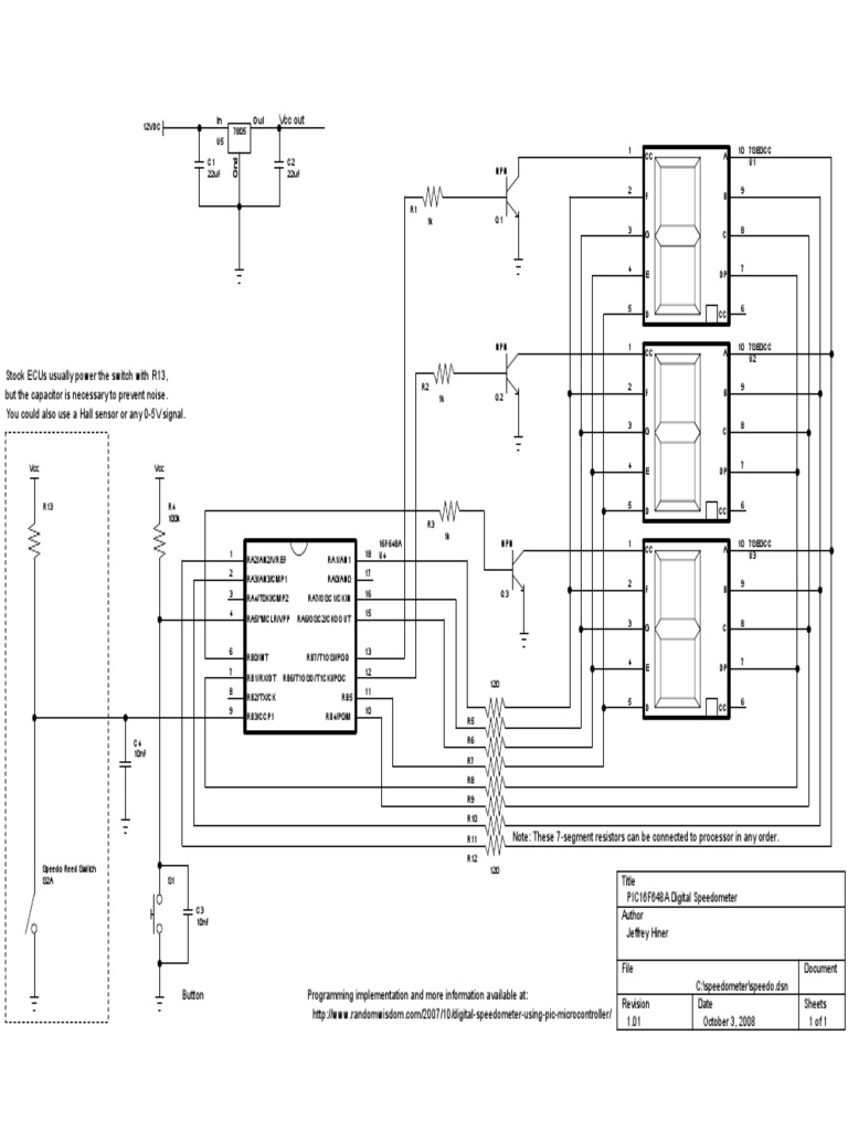 PIC16F648A Speedometer Schematic | PDF | Components | Electrical Equipment