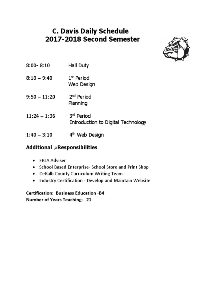 Second Semester Schedule | PDF