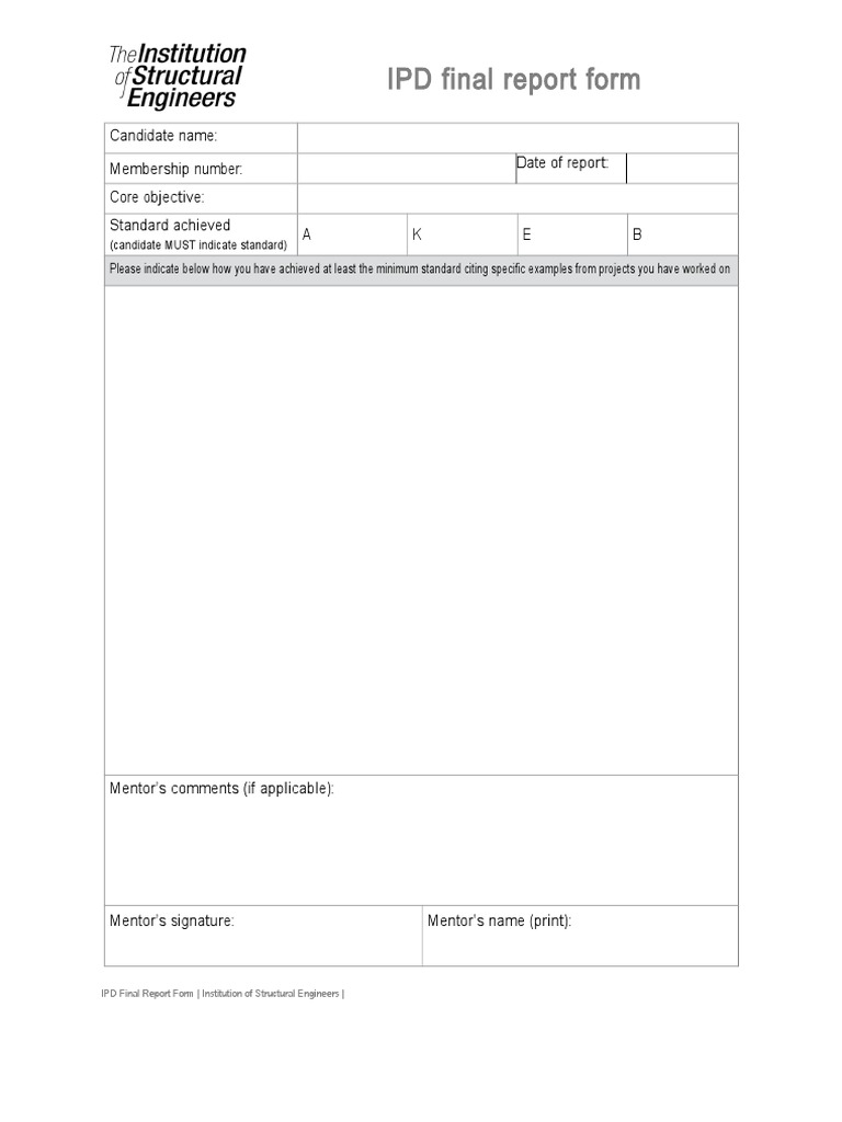 IPD Final Report Form 2014 | PDF