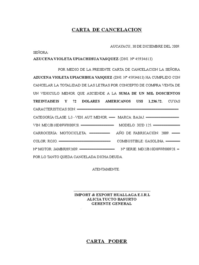 Carta Poder (Alquilar y Cobrar Arrendamientos) GILMO | PDF
