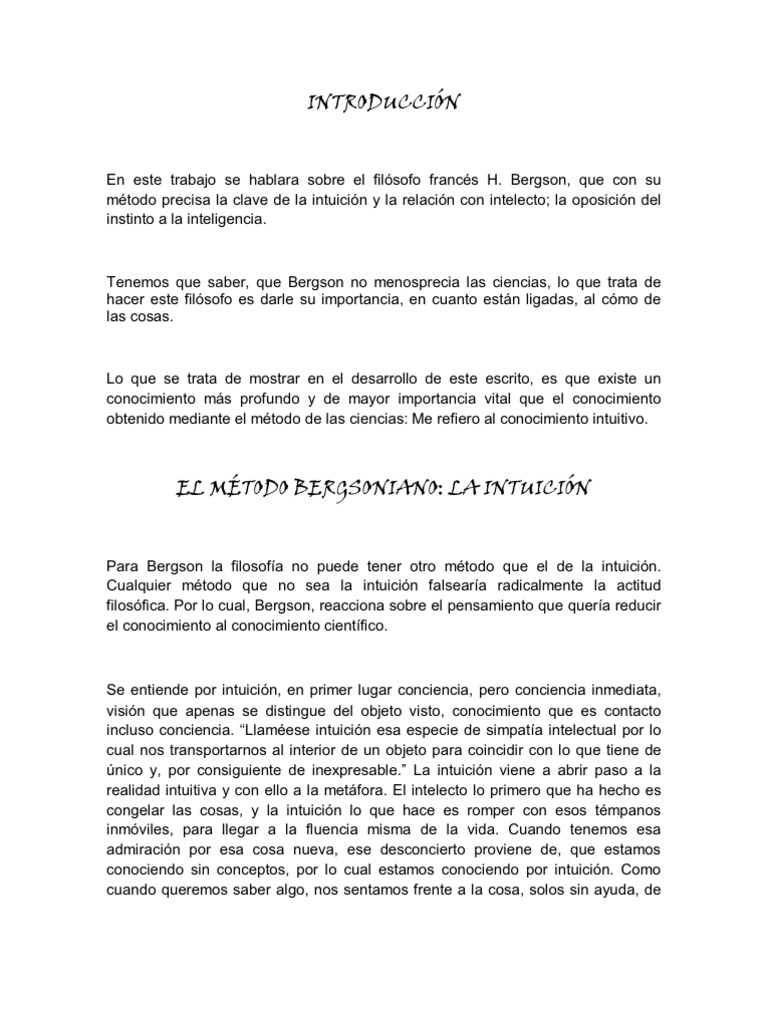 Documento de Texto Codificado | PDF | Intuición | Henri Bergson