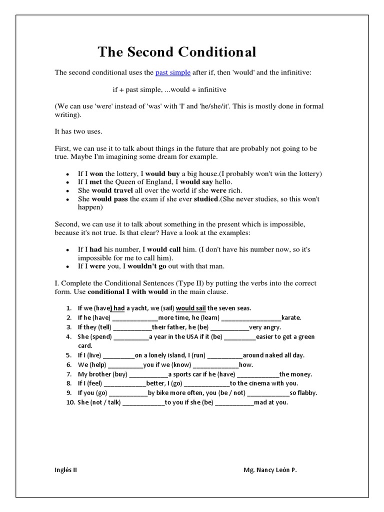 Second Conditional | PDF | Syntax | Onomastics