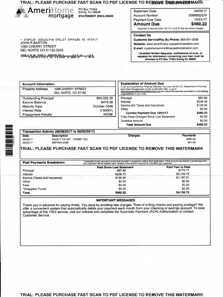 Amerihome Statement | PDF