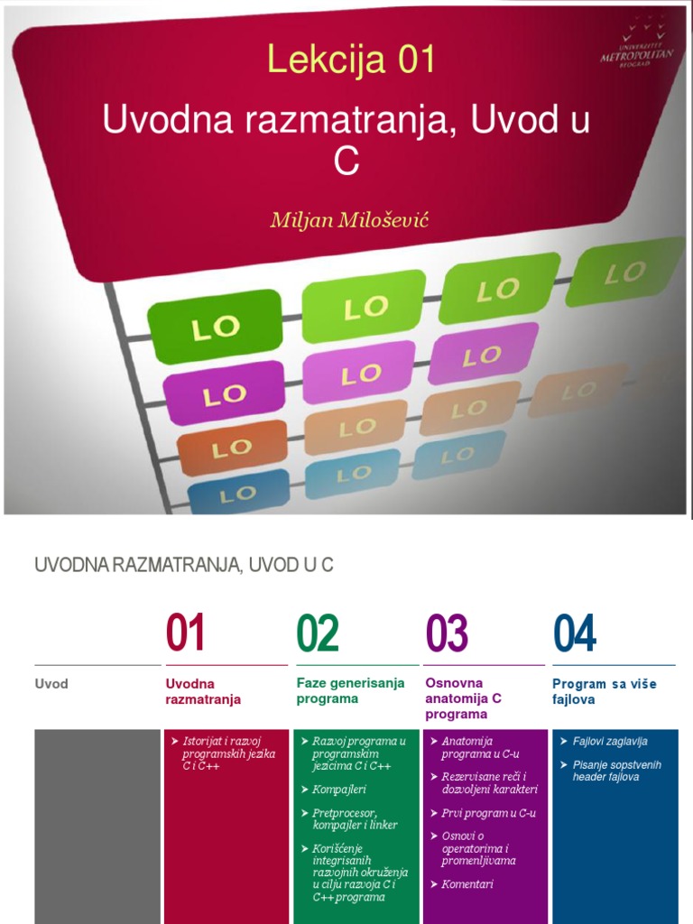 Osnove Programiranja U Programskom Jeziku C I C++ - Deo Jedan PDF | PDF