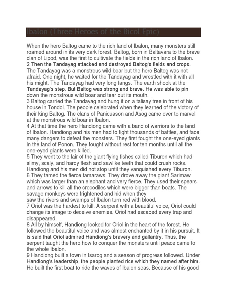 Ibalon: Heroes and Legends of Bicol | PDF