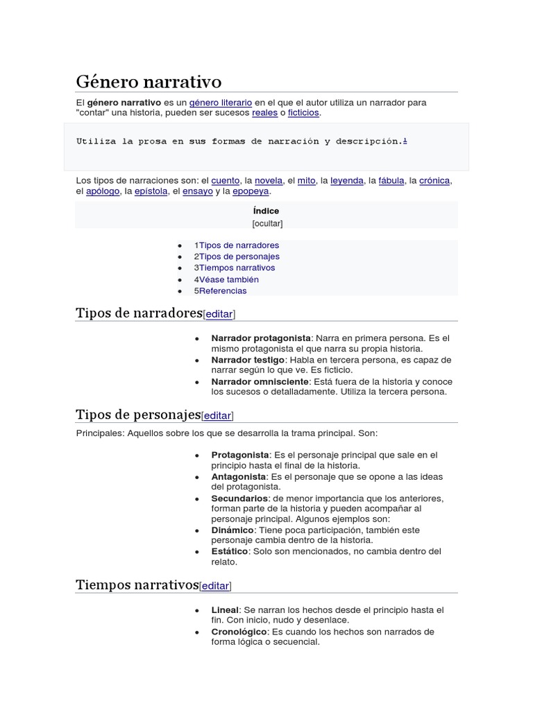 Género Narrativo | PDF | Narración | Ensayos