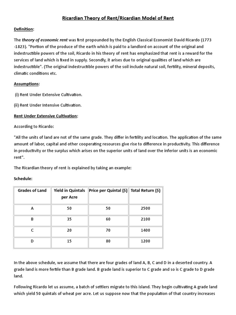 Ricardian Theory of Rent | PDF | Economic Surplus | Agriculture