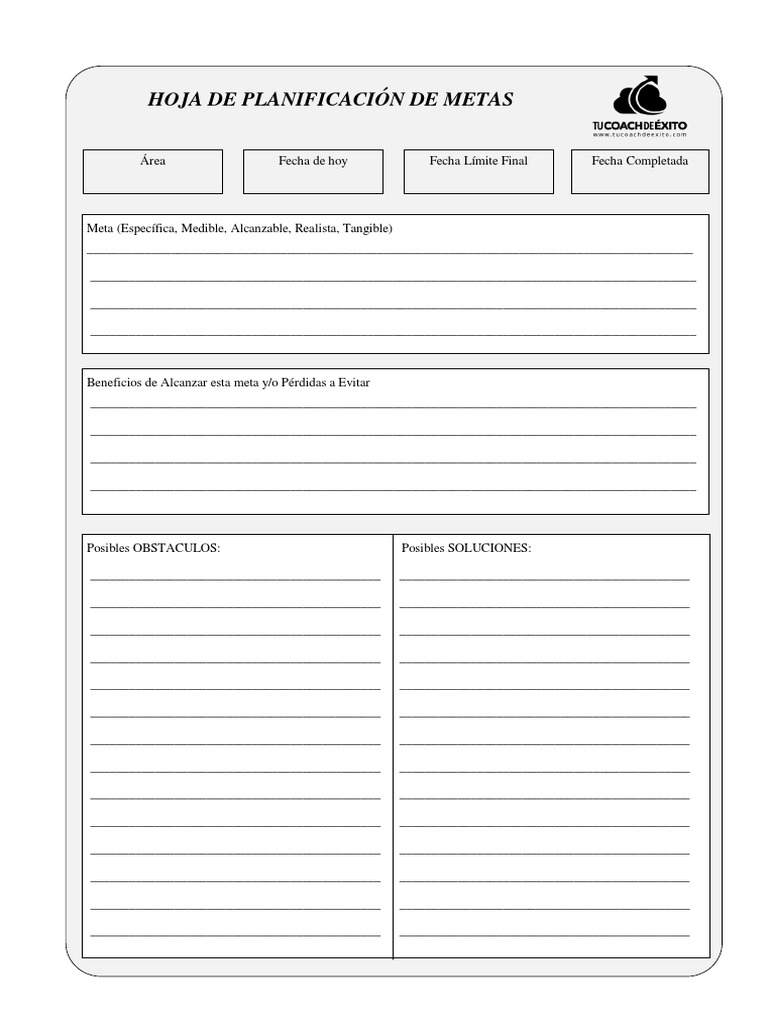 TCDE Hoja de Planificación de Metas | PDF | Business