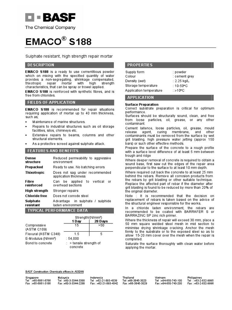 Emaco s188 Asean | PDF | Concrete | Corrosion