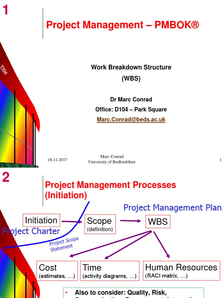 Project Management - Pmbok®: Work Breakdown Structure (WBS) | PDF ...