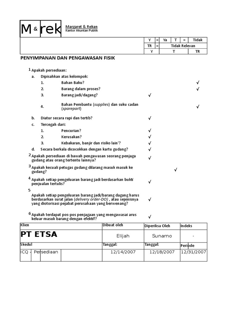 Internal Kontrol Kuesioner (ICQ) - Modul 3 | PDF