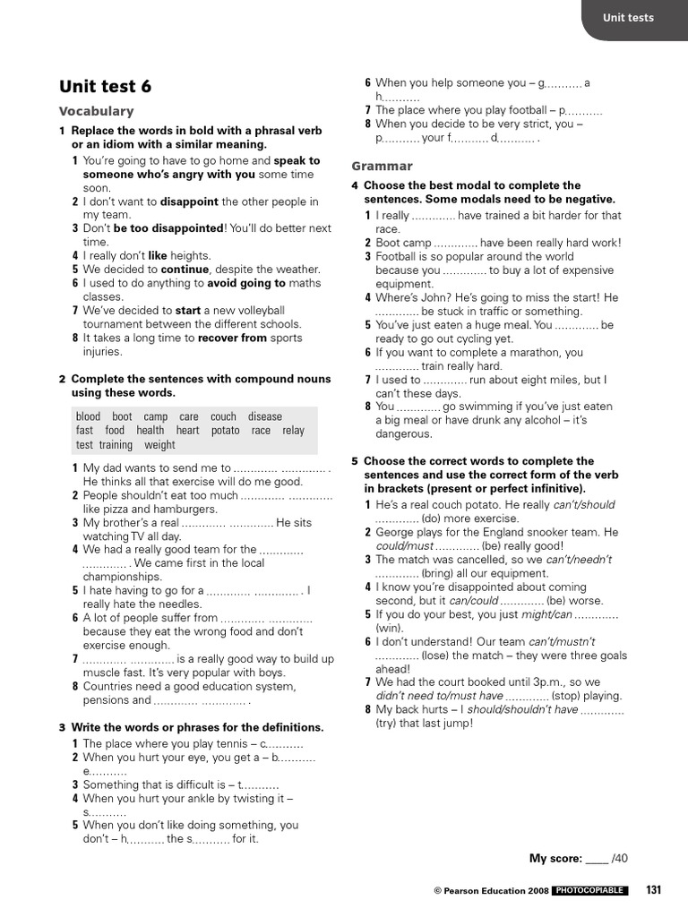 Unit Test 6 PDF | PDF | Grammar | Syntax