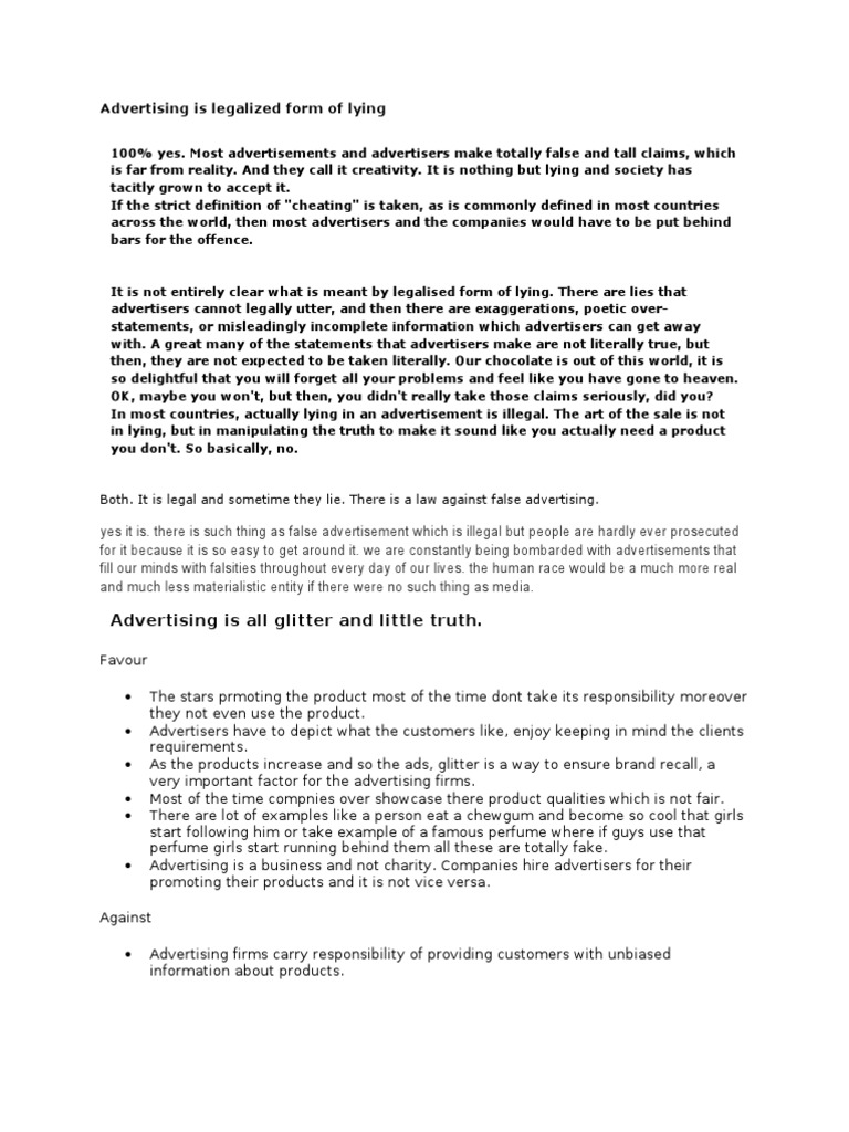 The Truth Behind Advertising Lies | PDF | Advertising | False Advertising