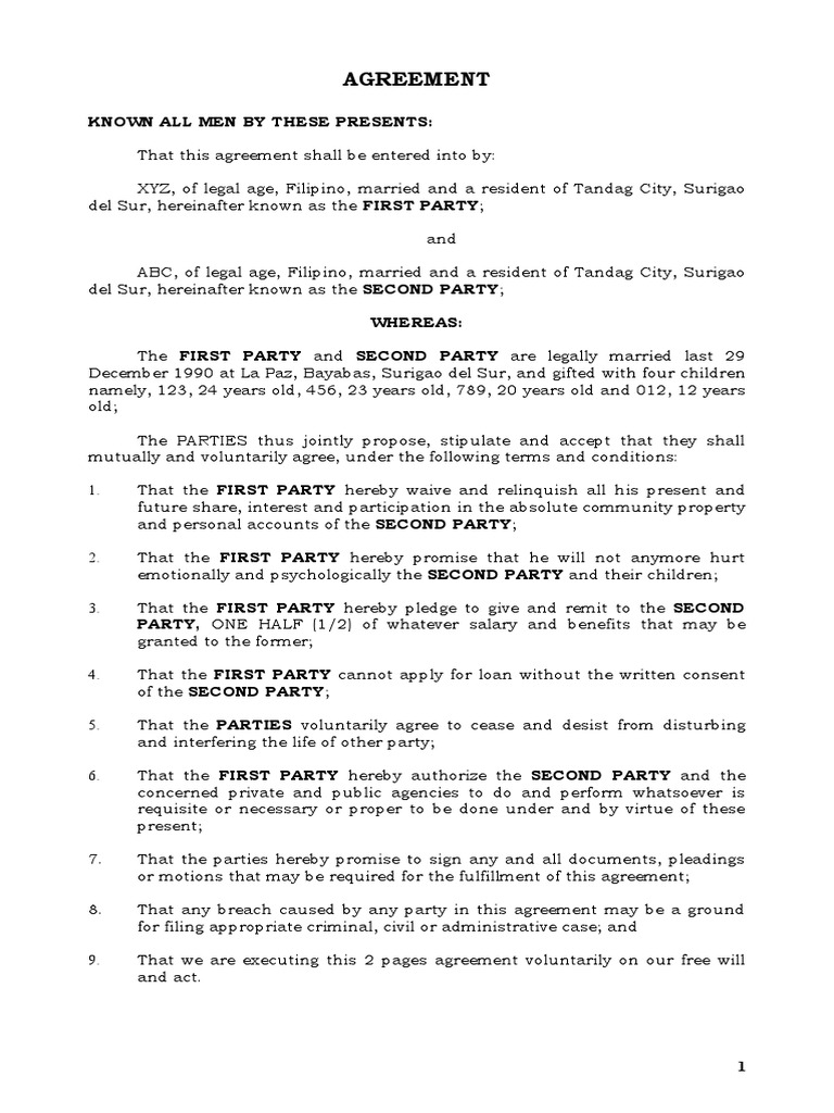 Sample Agreement | PDF | Private Law | Government