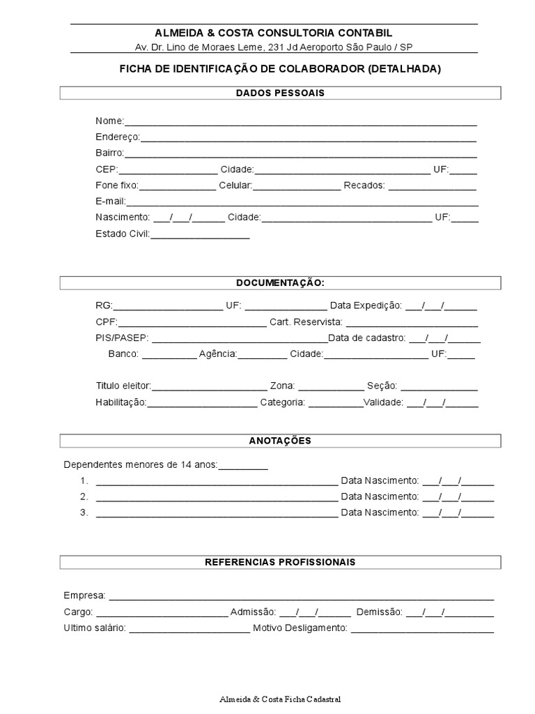 Ficha Cadastral | PDF | Business