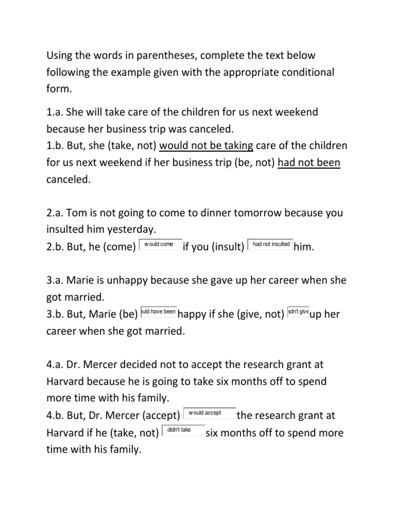 Using The Words in Parentheses | PDF