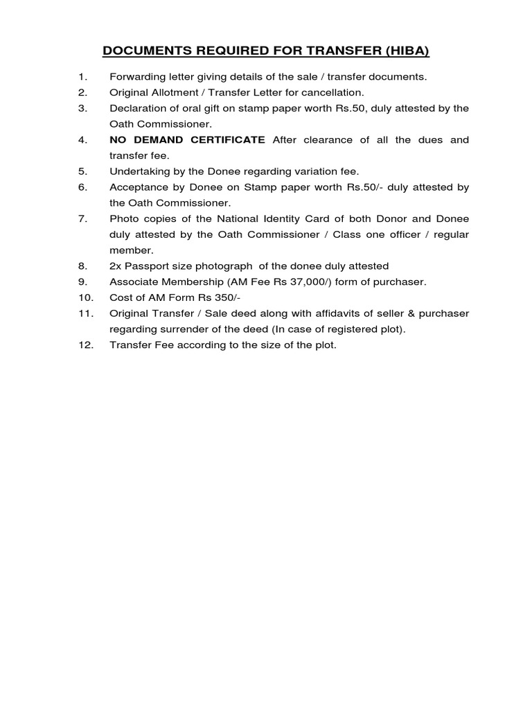 Hiba Property Transfer Requirements in Pakistan | PDF | Business ...