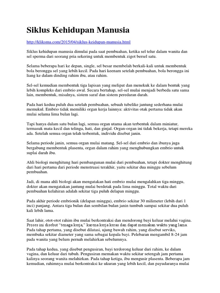 Siklus Kehidupan Manusia | PDF