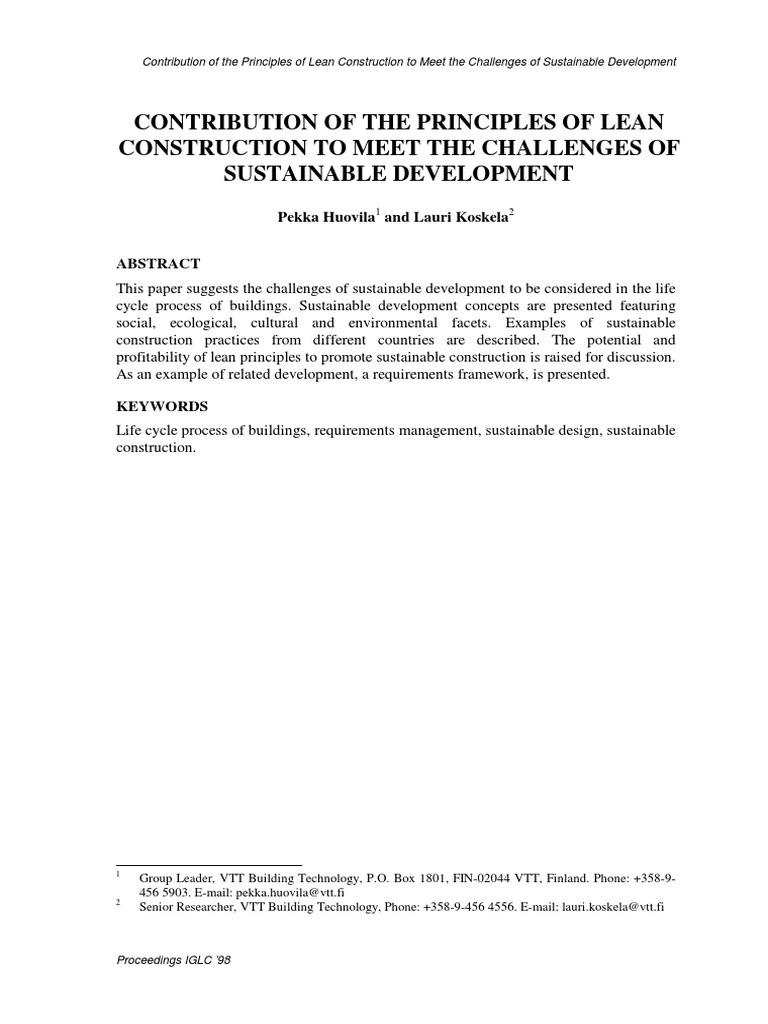 Contribution Of The Principles Of Lean Construction To Meet The