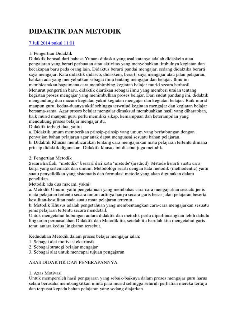 Didaktik Dan Metodik | PDF | Karier & Perkembangan