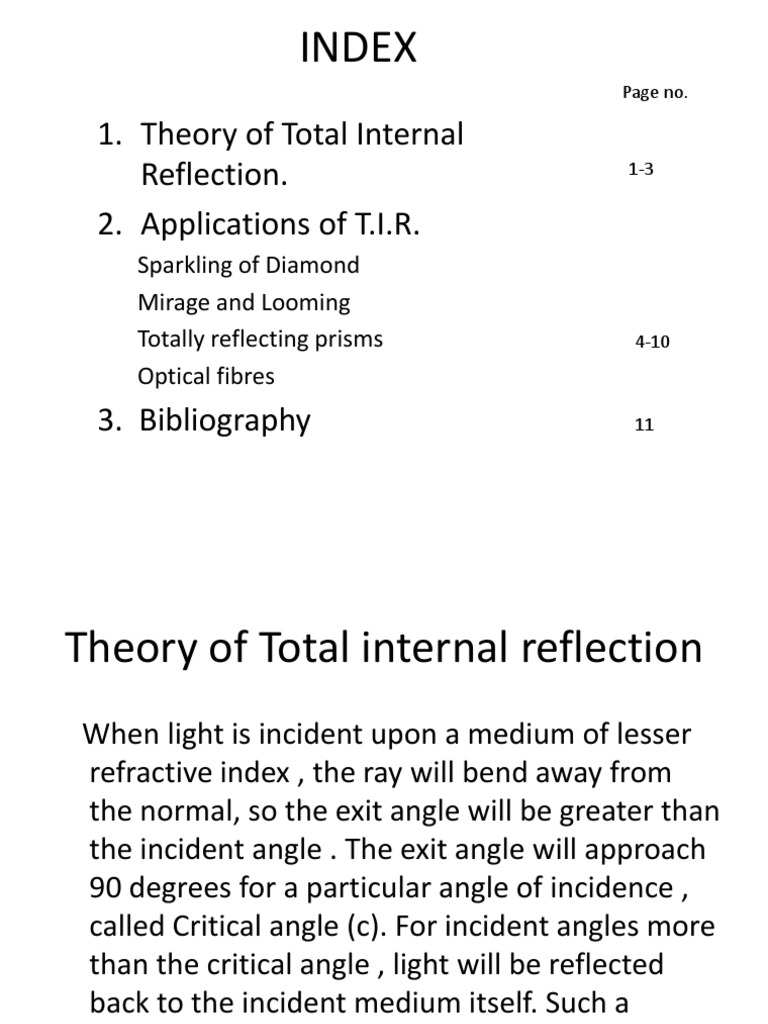 Applications of Total Internal Reflection | PDF | Refraction ...