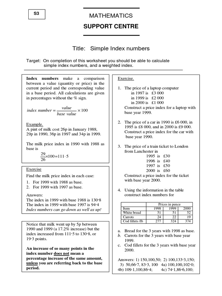 Index Math | PDF | Price Indices | Index (Economics)