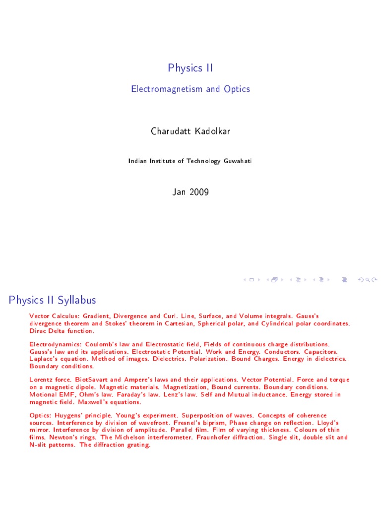 Physics II: Electromagnetism and Optics | Download Free PDF | Gradient | Euclidean Vector