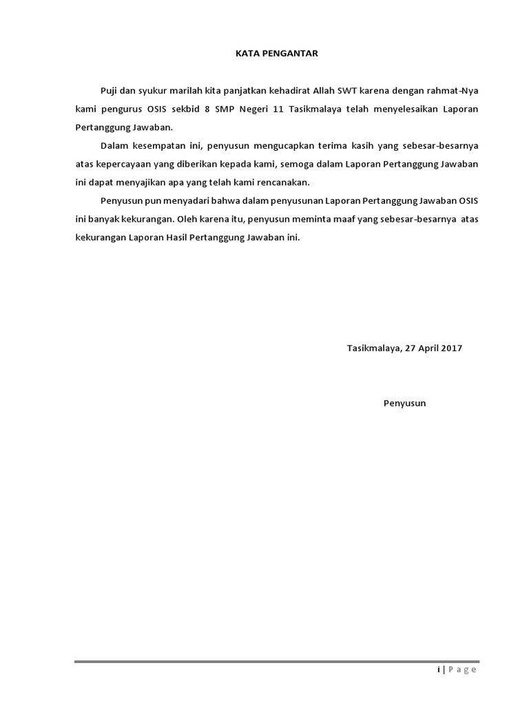 02 LPJ Osis Sekbid 8 (Kata Pengantar-Daftr Isi) | PDF
