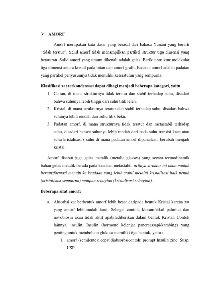 Sifat dan Pengaruh Zat Amorf dalam Farmasi | PDF | Sains & Matematika