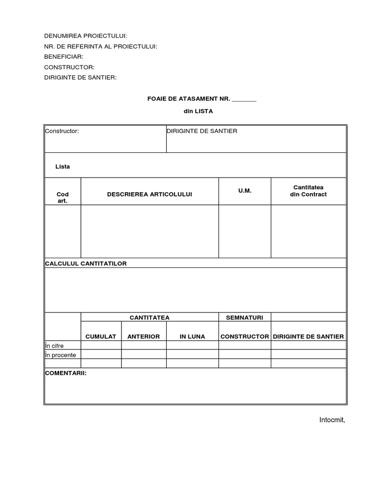 Foaie de Atasament | PDF