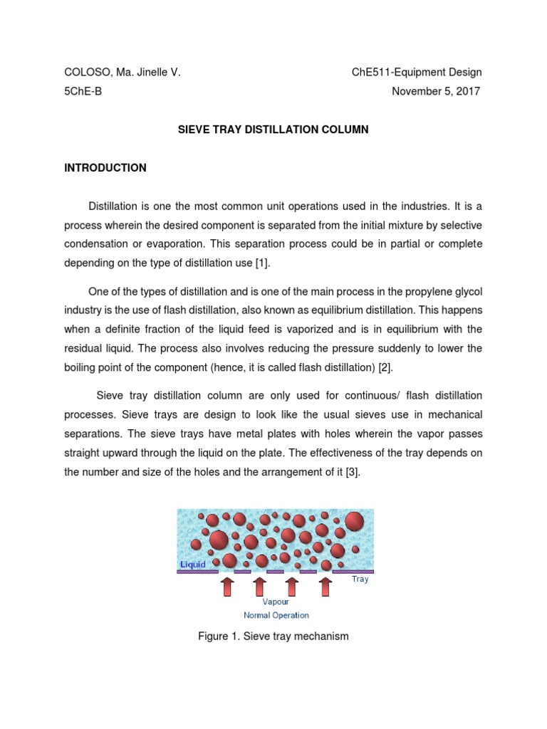 Designing A Sieve Tray Distillation Column | PDF | Distillation ...