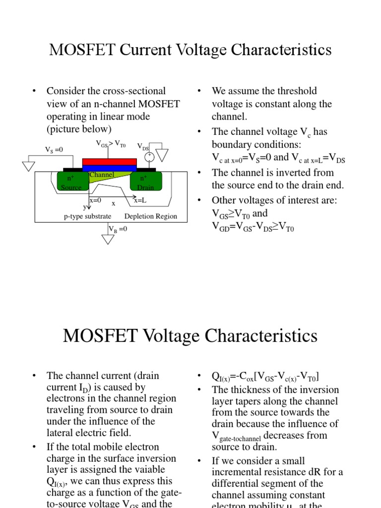 MOSFET Current and Voltage Characteristics | PDF | Field Effect ...