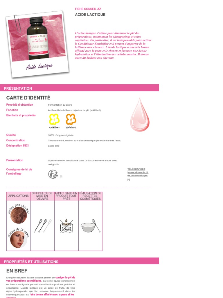 Aroma-Zone - Acide Lactique Aroma-Zone - 14653 | PDF | Shampooing ...