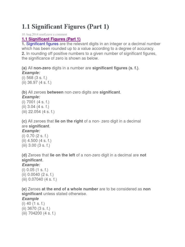 1.1 Significant Figures (Part 1) | PDF | Significant Figures | Numbers