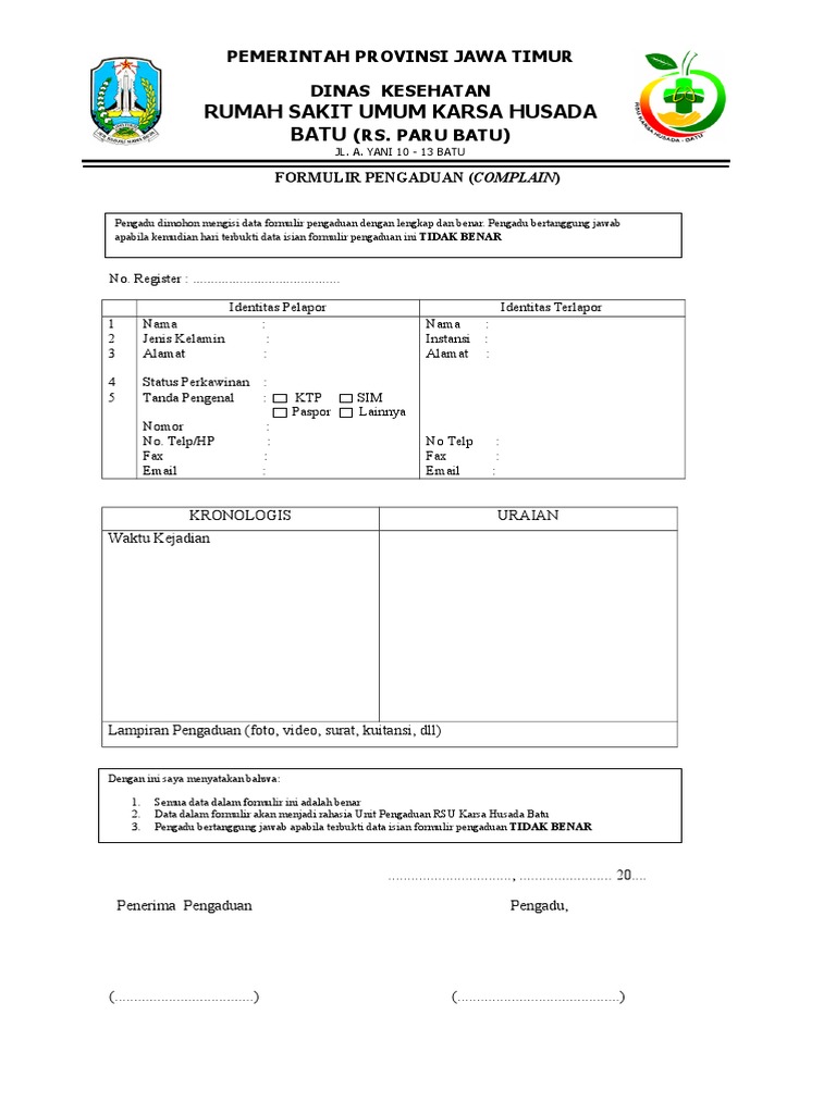 Formulir Pengaduan | PDF