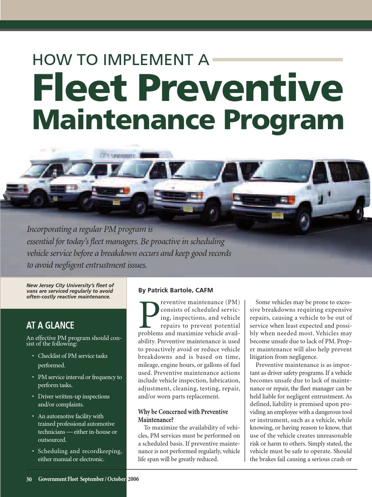 How To Implement A Fleet Preventive Maintenance Program PDF | PDF ...