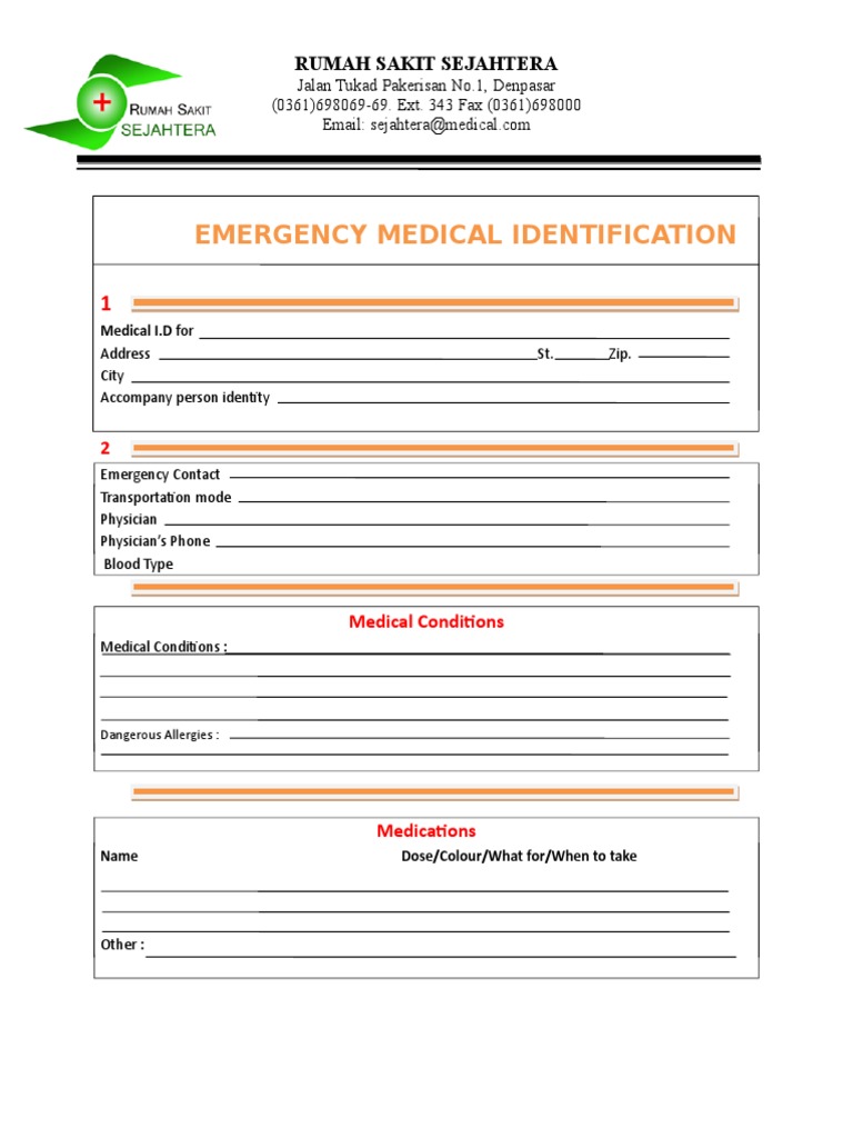 Emergency Medical ID Template | PDF
