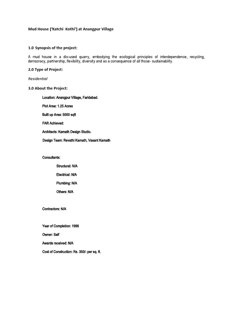 Kamath House | PDF | Mud | Brick